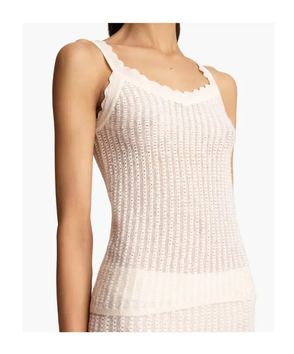 Khaite Ennio Scalloped Edge Knitted Tank - White
