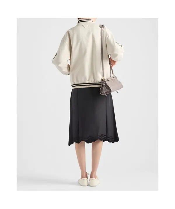 Prada Button-up Bomber Jacket With Embroidered Detailing - Ivory