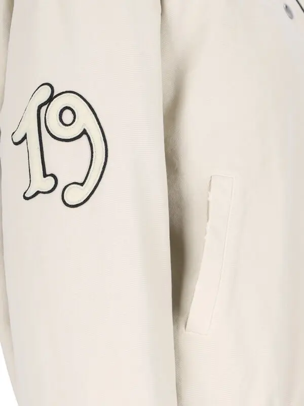 Prada Button-up Bomber Jacket With Embroidered Detailing - Ivory