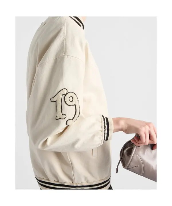 Prada Button-up Bomber Jacket With Embroidered Detailing - Ivory