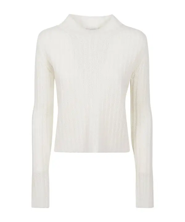 Max Mara Ribbed Knit Jumper With High Collar - No