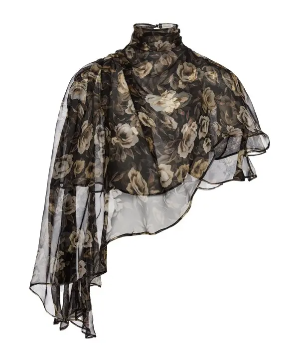 Magda Butrym Floral High-neck Top - Black