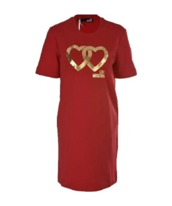Moschino Heart Print Short Sleeve Dress - Red