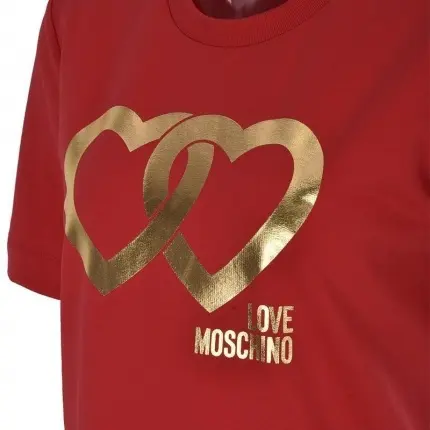 Moschino Heart Print Short Sleeve Dress - Red