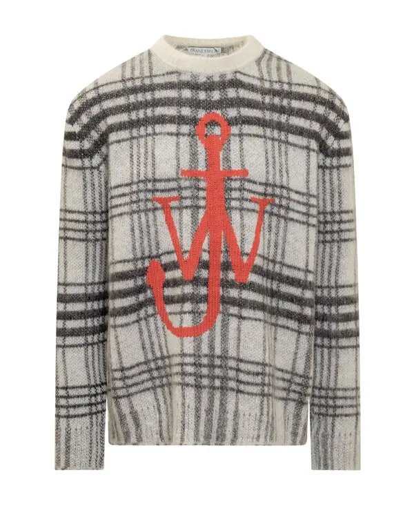 J.W.ANDERSON Jw Anderson Logo Intarsia-knit Checked Jumper