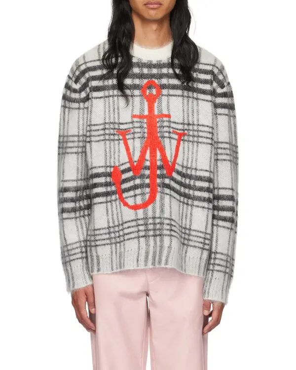 J.W.ANDERSON Jw Anderson Logo Intarsia-knit Checked Jumper