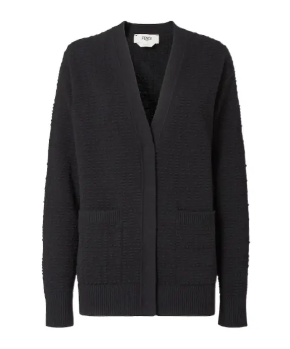 Fendi Oversized V-neck Wool & Cashmere Cardigan With Ff Motif