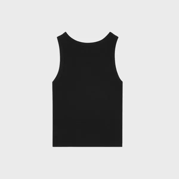 Celine Triomphe Ribbed Cotton Tank Top