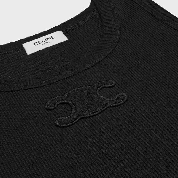 Celine Triomphe Ribbed Cotton Tank Top
