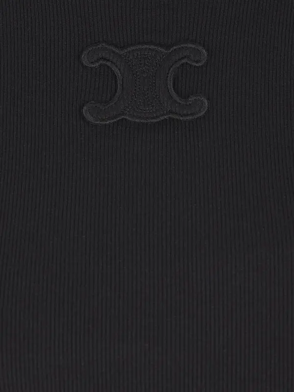 Celine Triomphe Ribbed Cotton Tank Top