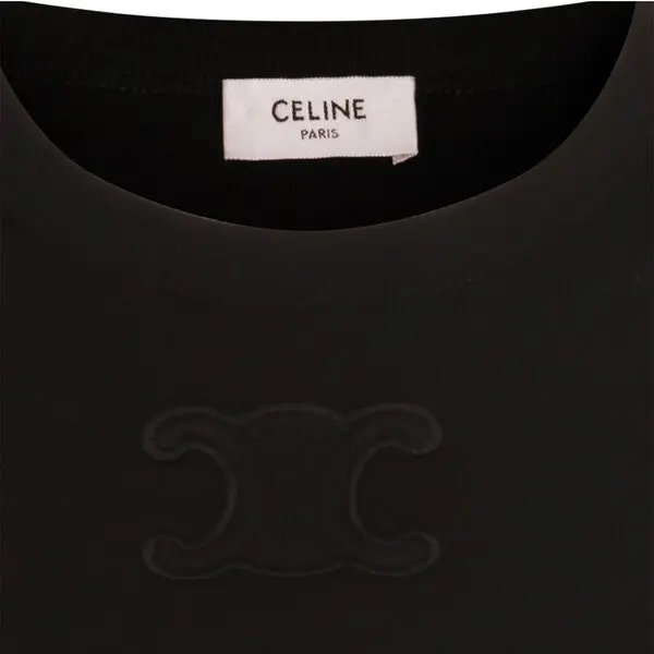 Celine Triomphe Ribbed Cotton Tank Top