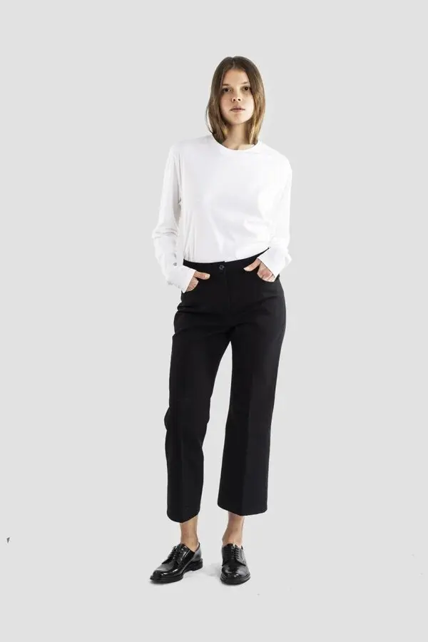 JIL SANDER Flared Cropped Tailored Trousers - Black