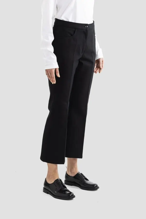JIL SANDER Flared Cropped Tailored Trousers - Black
