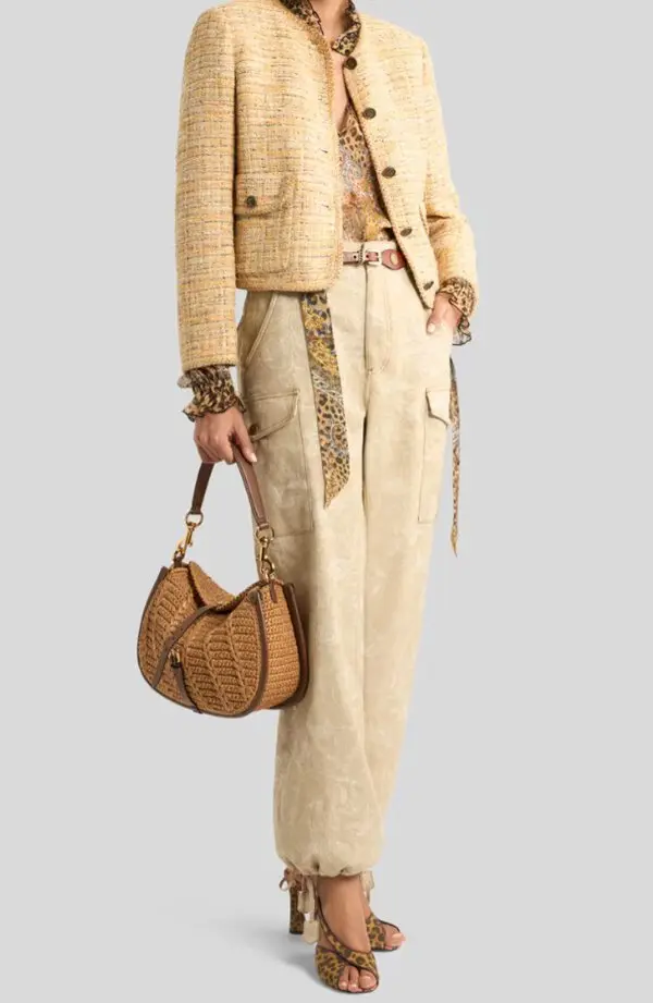 Etro Printed Silk Blouse With Ruffled Neckline - Nude