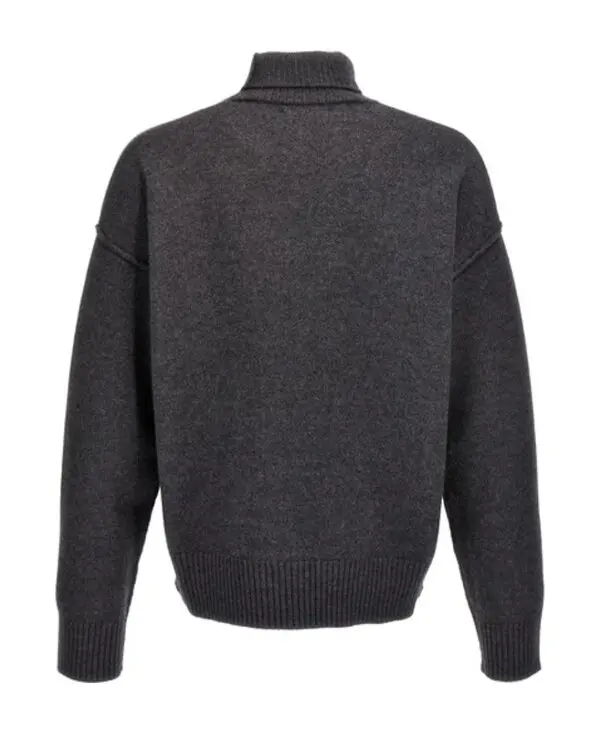 AMI Paris De Coeur Intarsia Knit Roll Neck Jumper