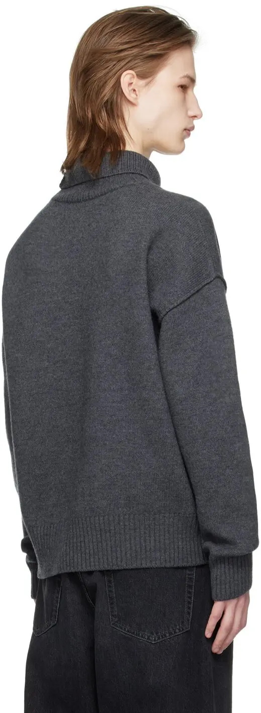 AMI Paris De Coeur Intarsia Knit Roll Neck Jumper