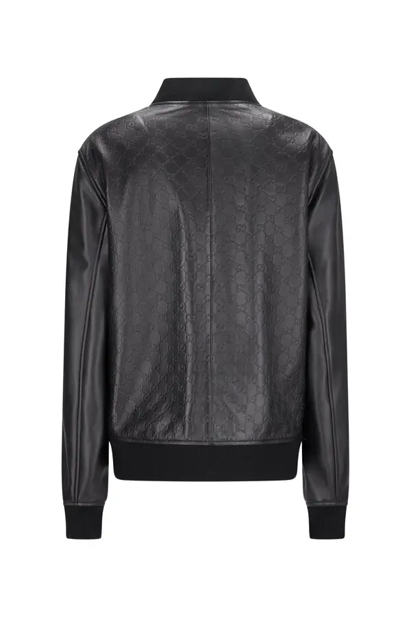 Gucci Monogrammed Leather Zip-up Bomber Jacket