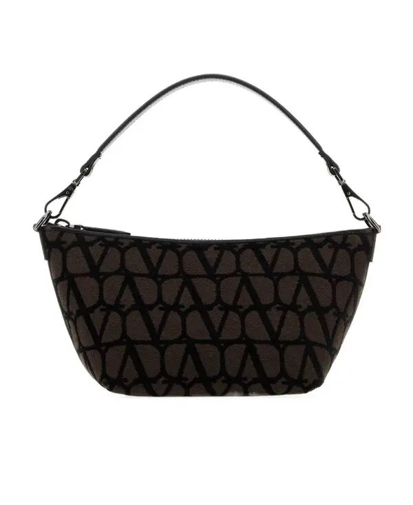 Valentino Garavani Toile Iconographe Zip-up Shoulder Bag - Black
