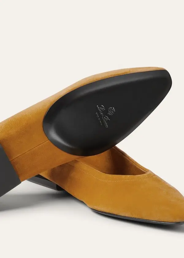 Loro Piana Primula Round Toe Slip-on Flats - Persimmon