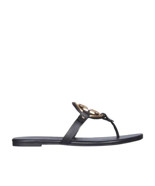 Tory Burch Miller Logo Plaque Thong Sandals - Black