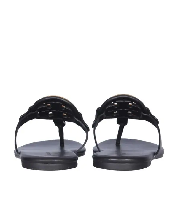 Tory Burch Miller Logo Plaque Thong Sandals - Black