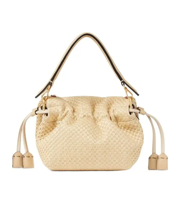 Fendi Woven Mini-bag With Sea Garden Flowers Embroidery