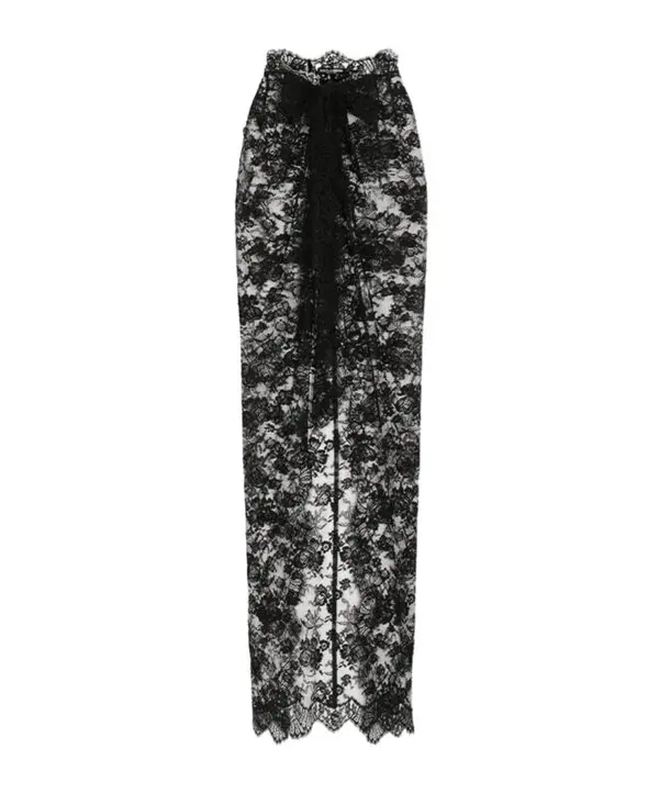 Dolce & Gabbana Dolce Gabbana Chantilly Midi Lace Skirt - Black