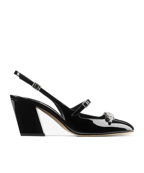 JIMMY CHOO Belinda Embellished Pointed Toe Slingback Pumps - Black