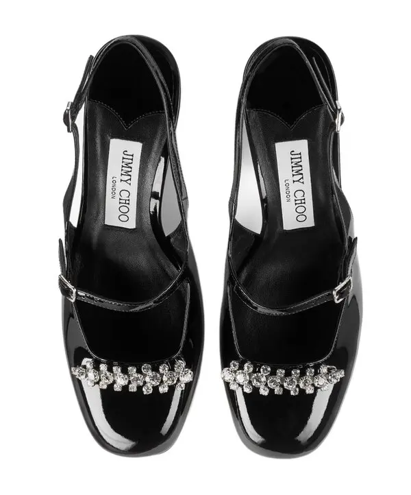 JIMMY CHOO Belinda Embellished Pointed Toe Slingback Pumps - Black