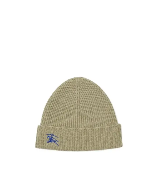 Burberry Logo Embroidered Ribbed-knit Cashmere Beanie - Orion Rice