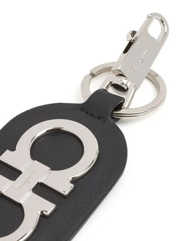 FERRAGAMO Logo-plaque Leather Keyring