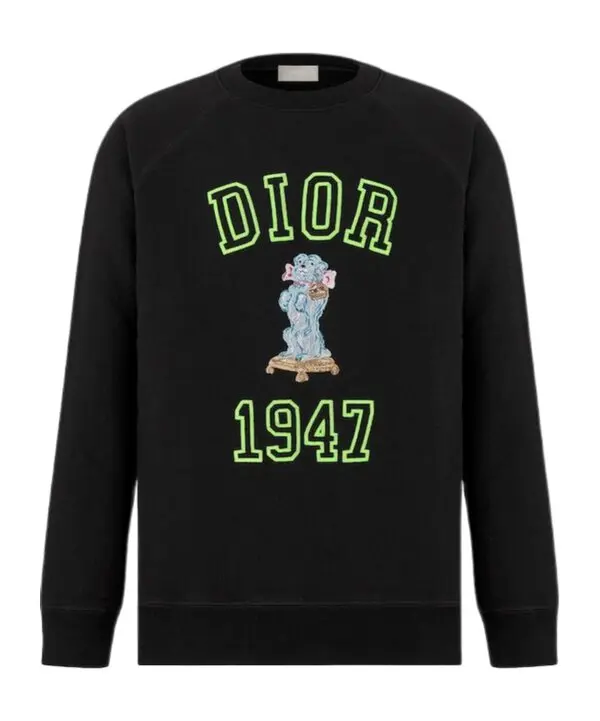 Dior Logo Embroidered Crewneck Sweatshirt - Black