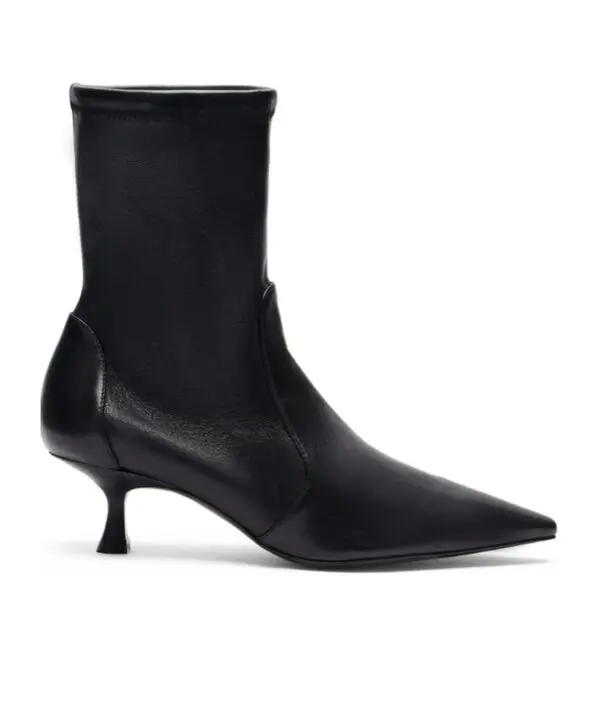 STUART WEITZMAN Pointed Toe Sculptural Heel Boots - Black
