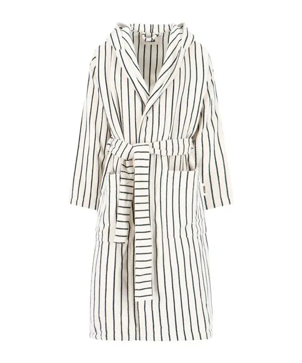 TEKLA Terrycloth Hooded Bathrobe - Racing Green Stripe
