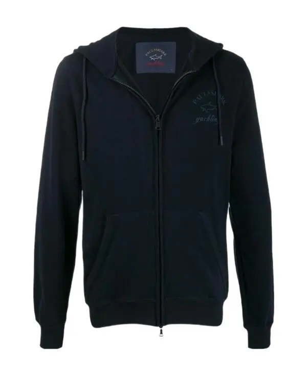 PAUL  SHARK Paul & Shark Hooded Zip-up Jacket With Logo Print - Black