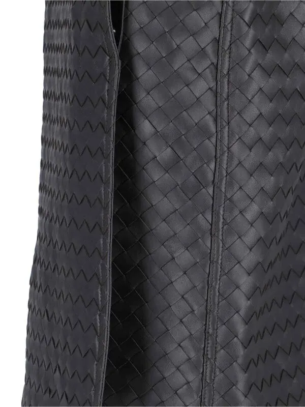 Bottega Veneta Intrecciato Leather Midi Skirt - Dark Chocolate