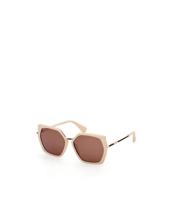 Max Mara Geometric Frame Sunglasses With Monogrammed Temples