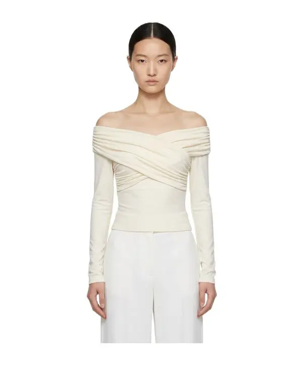 Marissa Chiara Draped Off-the-shoulder Long-sleeve Top