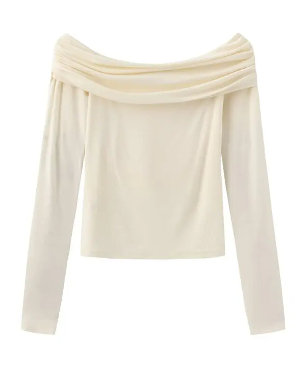 Marissa Chiara Draped Off-the-shoulder Long-sleeve Top