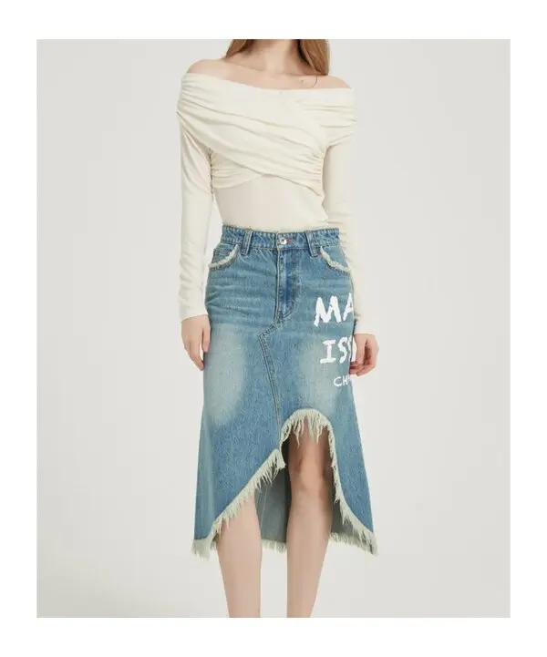 Marissa Chiara Draped Off-the-shoulder Long-sleeve Top
