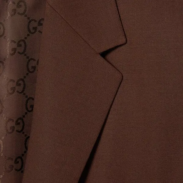 Gucci Single-breasted Wool-blend Blazer With Gg Lining