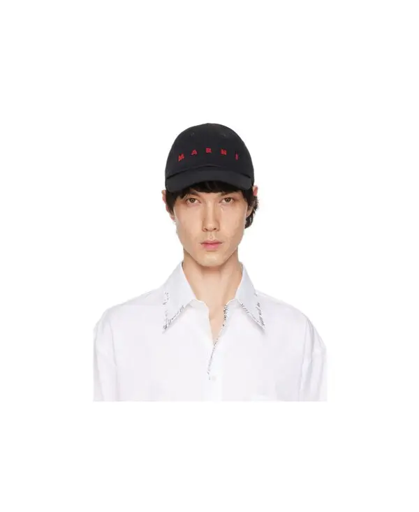 Marni Logo Embroidered Baseball Cap - Black