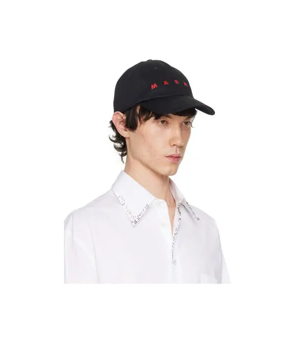 Marni Logo Embroidered Baseball Cap - Black