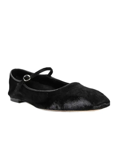 AeydĒ Mary Jane Pony Hair Strap Ballet Flats