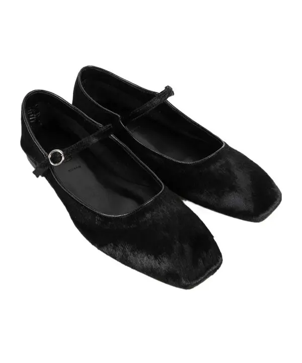 AeydĒ Mary Jane Pony Hair Strap Ballet Flats