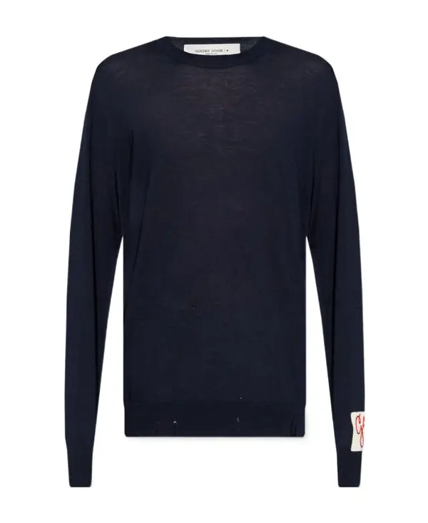 GOLDEN GOOSE Long-sleeved Crewneck Jumper With Logo Patch - Black
