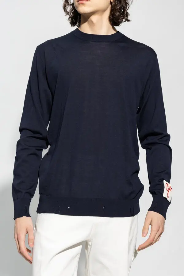 GOLDEN GOOSE Long-sleeved Crewneck Jumper With Logo Patch - Black