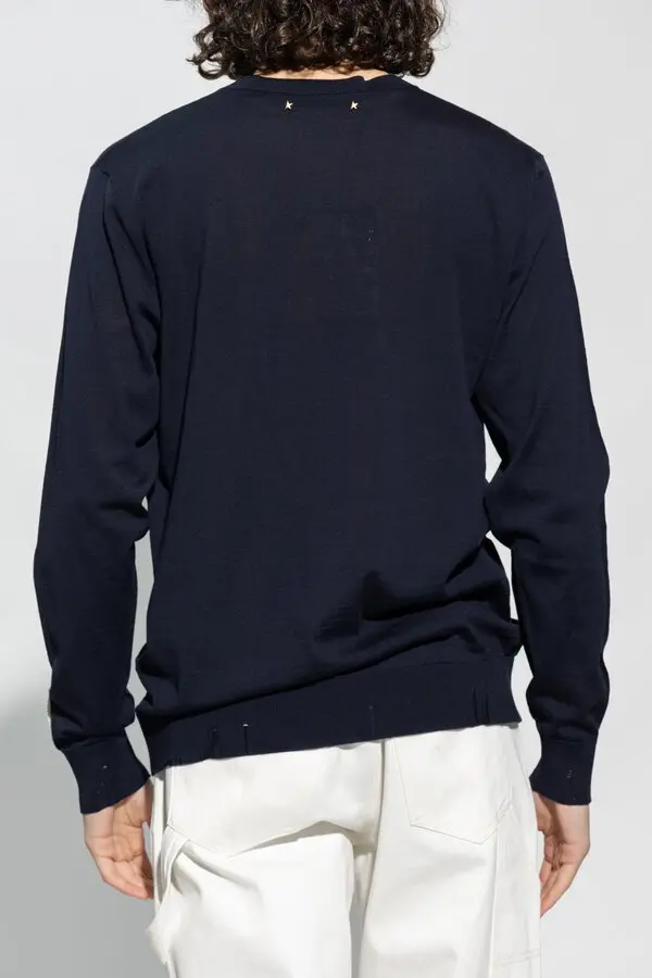 GOLDEN GOOSE Long-sleeved Crewneck Jumper With Logo Patch - Black