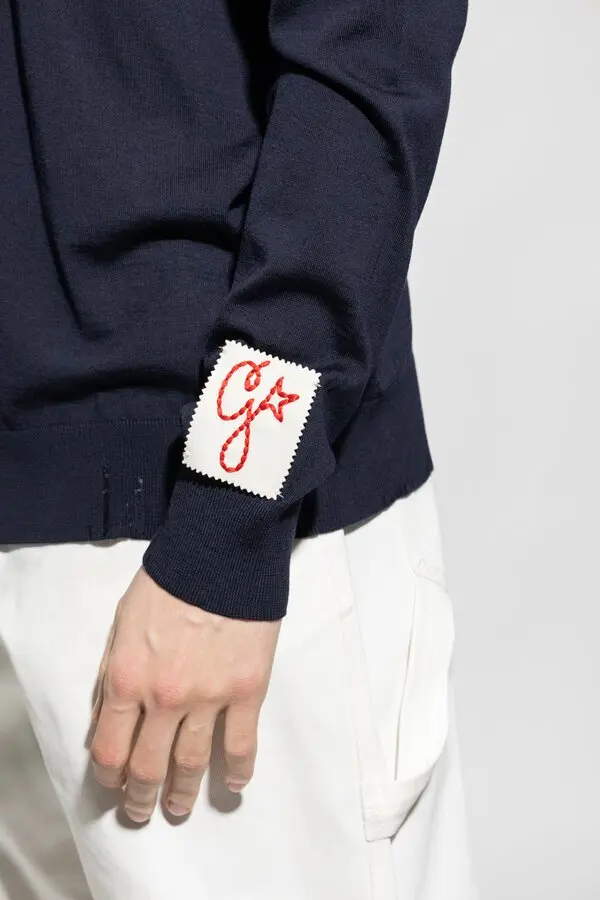 GOLDEN GOOSE Long-sleeved Crewneck Jumper With Logo Patch - Black