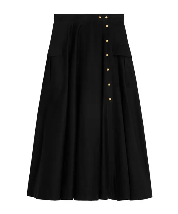 Celine Pleated Skirt In Cotton Twill